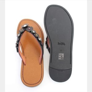 Coach | Shoes | Nwb Coach Tea Rose Thong Sandals | Poshmark